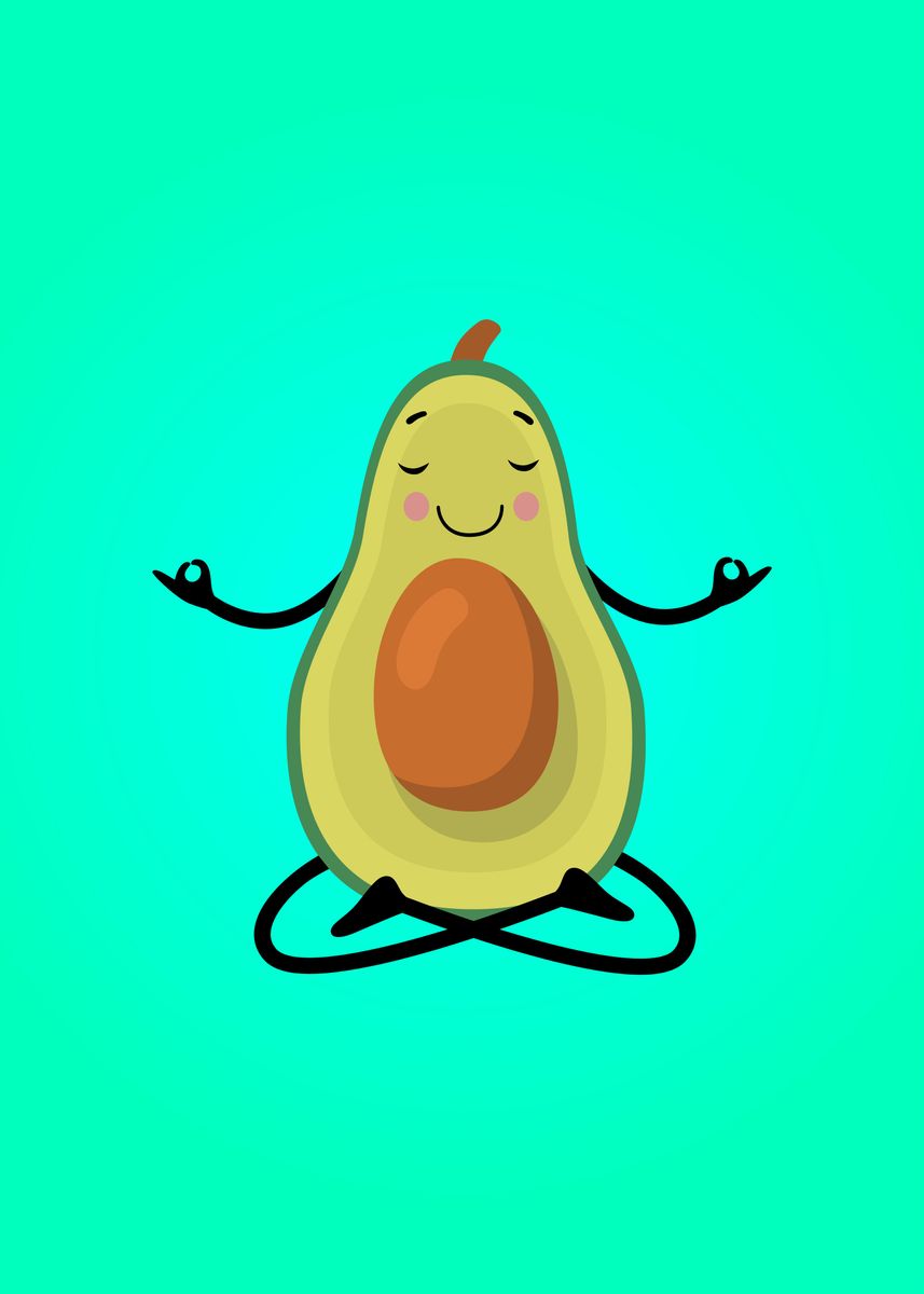 'Avocado meditating' Poster, picture, metal print, paint by Diego The ...