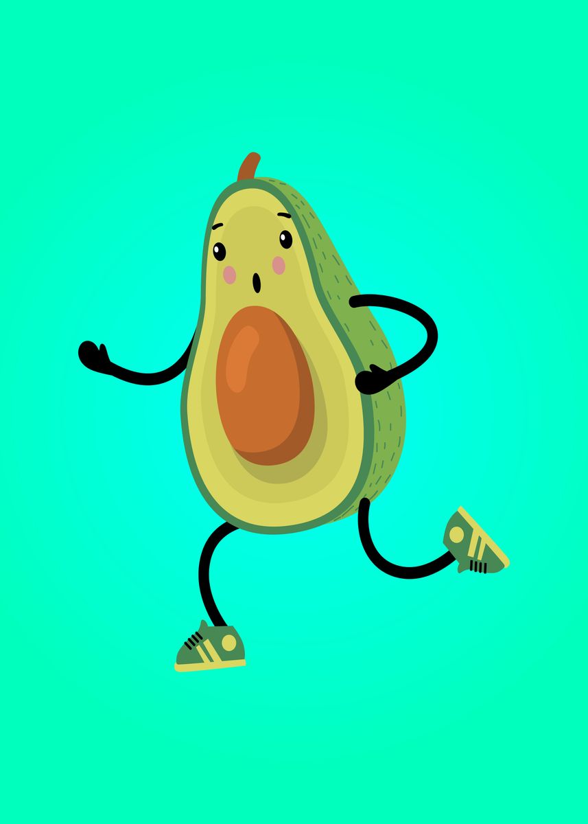 'Avocado running' Poster, picture, metal print, paint by Diego The ...