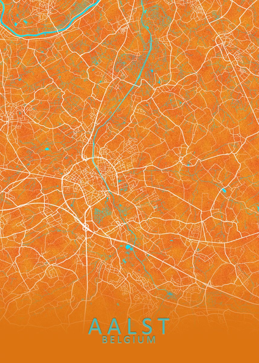 'Aalst Belgium' Poster, picture, metal print, paint by City Map Art ...