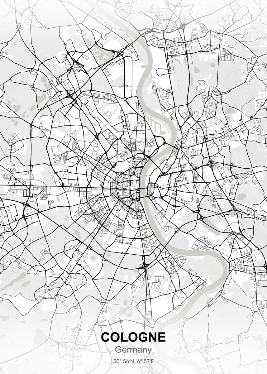 'cologne germany city map ' Poster, picture, metal print, paint by ...