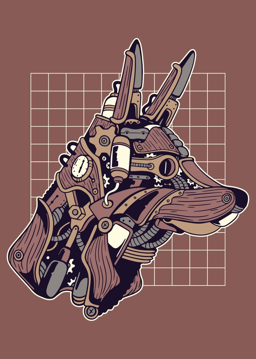 'Steampunk Wolf Design' Poster, picture, metal print, paint by ...