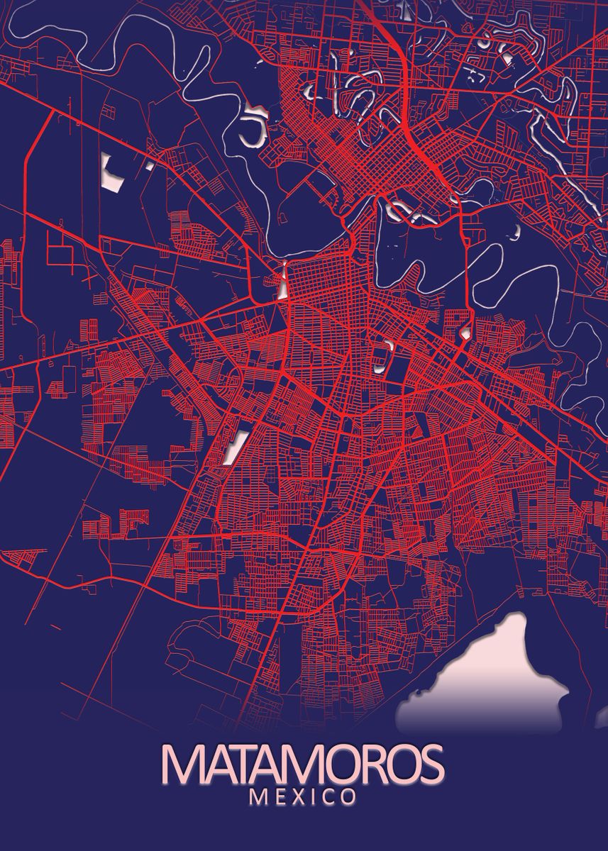 'Matamoros Mexico' Poster, picture, metal print, paint by City Map Art ...