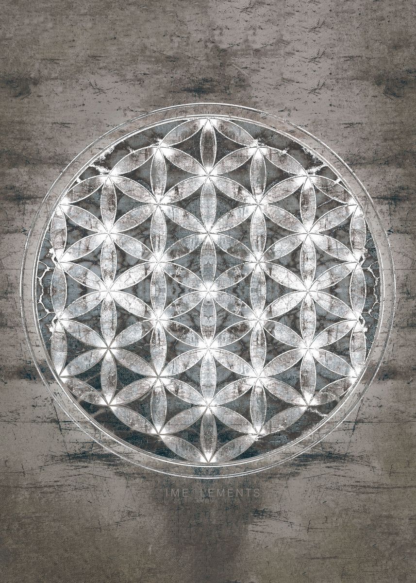 'Flower Of Life grey matter' Poster, picture, metal print, paint by ...
