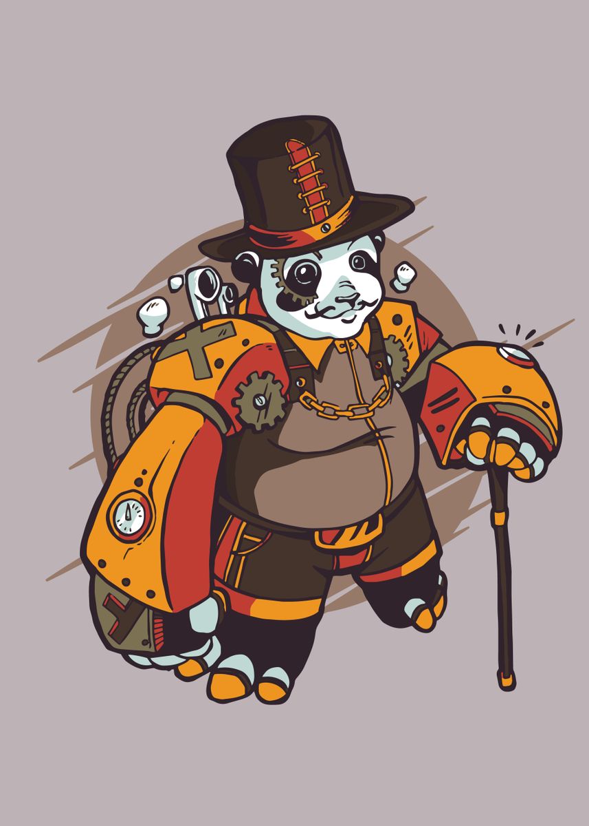 'Steampunk Panda Design' Poster, picture, metal print, paint by ...