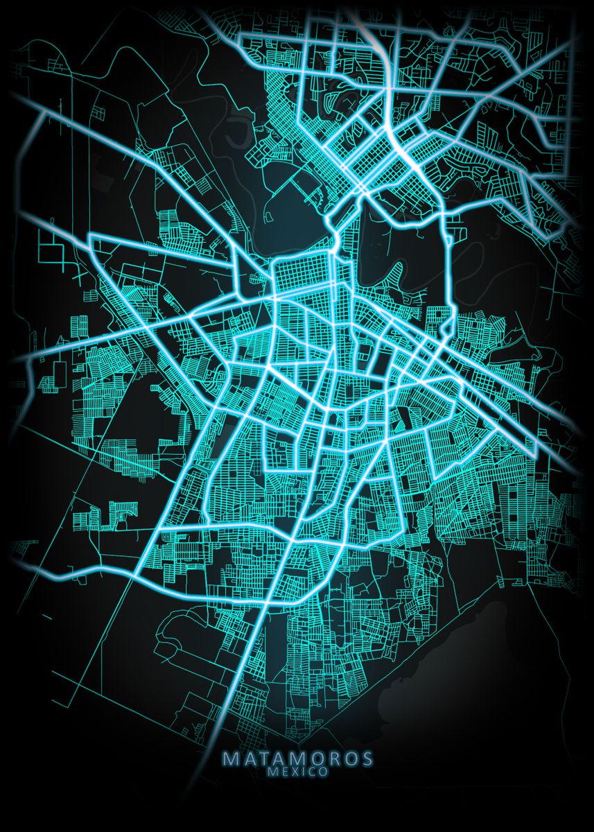 'Matamoros Mexico' Poster, picture, metal print, paint by City Map Art ...