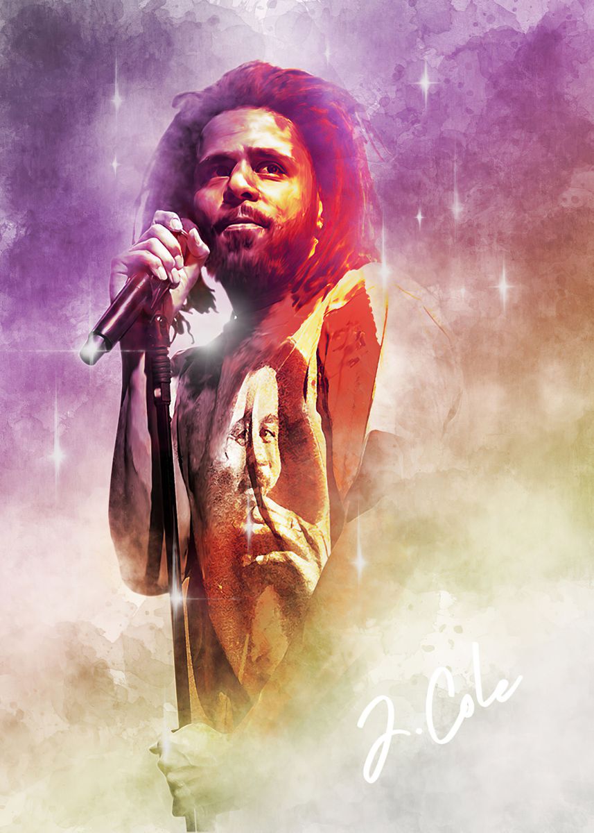 'J Cole' Poster, picture, metal print, paint by Kobe Smitham | Displate