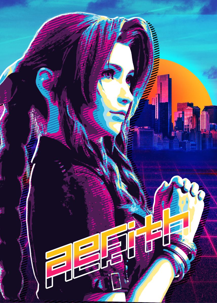 'aerith ff7' Poster by Bubble Art Bob | Displate