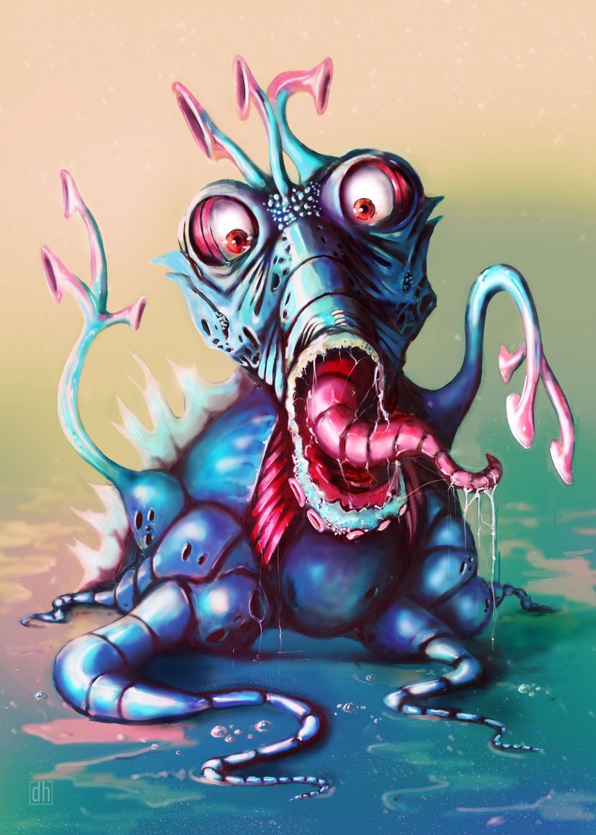 'Water Alien' Poster, picture, metal print, paint by Darren Hendricks ...