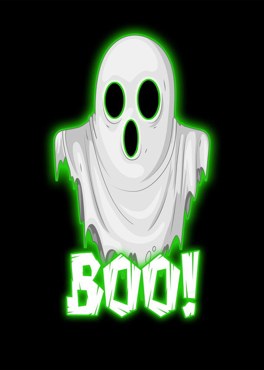 'Halloween ghost Boo' Poster, picture, metal print, paint by tricky dee ...