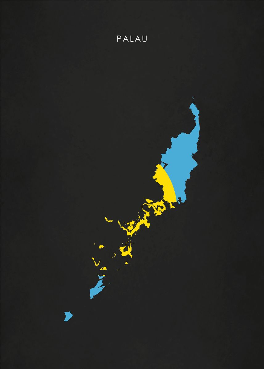 'Palau Islands Flag Map' Poster by Alo | Displate