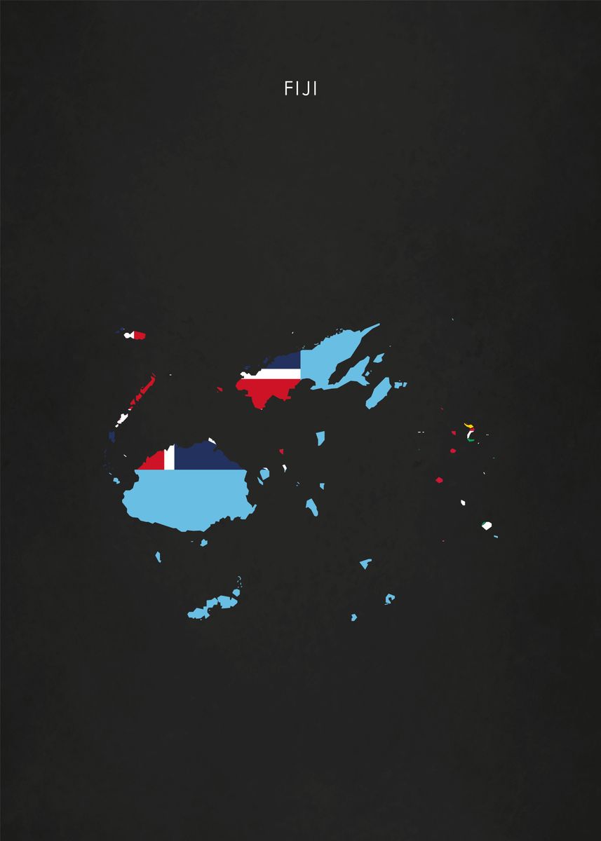 'Fiji Islands Flag Map' Poster by Alo | Displate