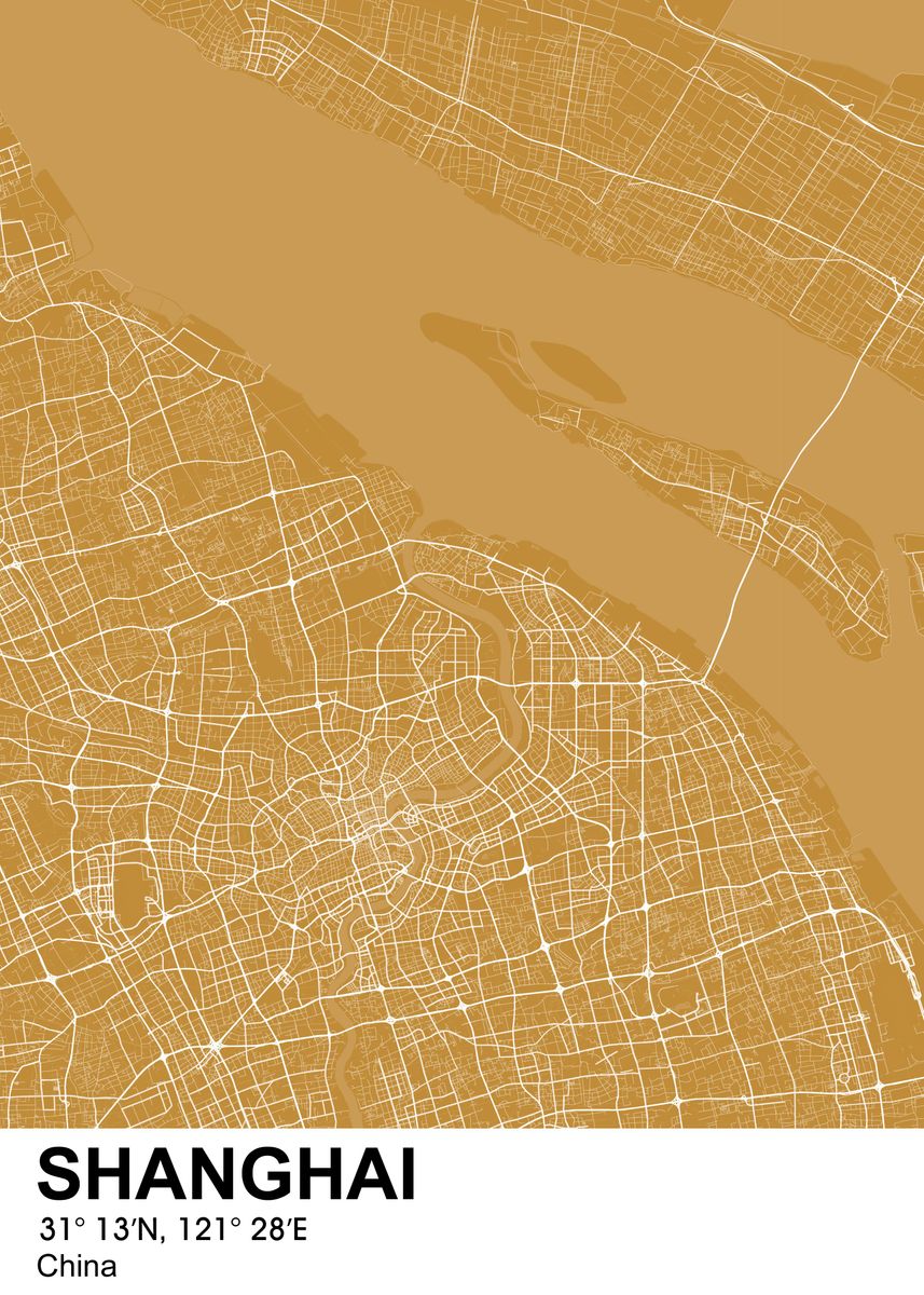 'Shanghai China color map' Poster, picture, metal print, paint by ...