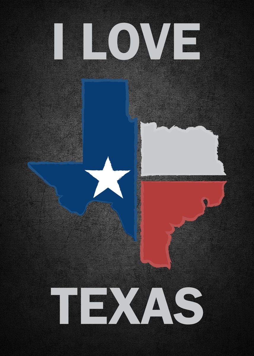 'I Love Texas USA Map' Poster by Max Ronn | Displate