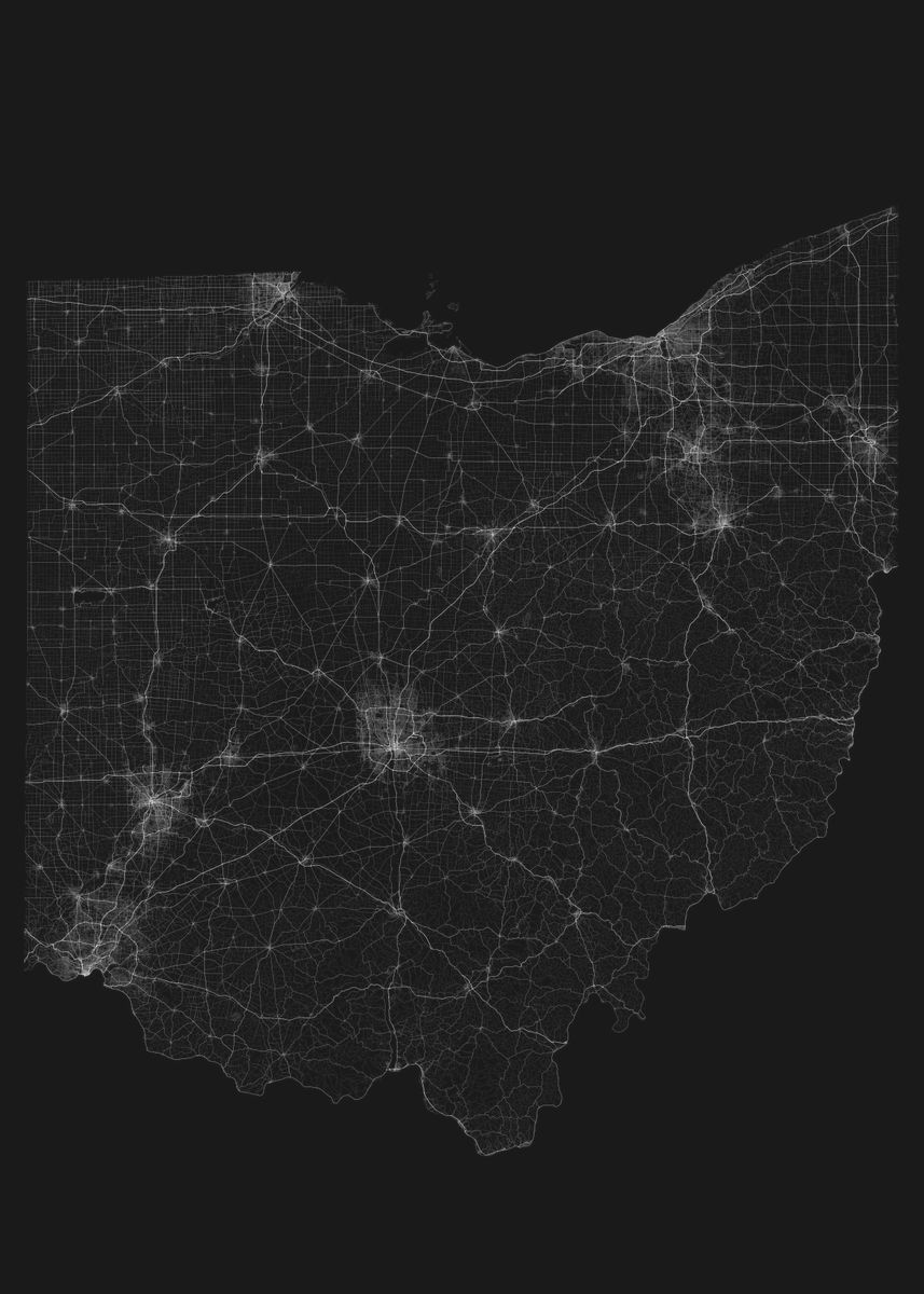 'Roads of Ohio Map' Poster by GraphicalMaps | Displate