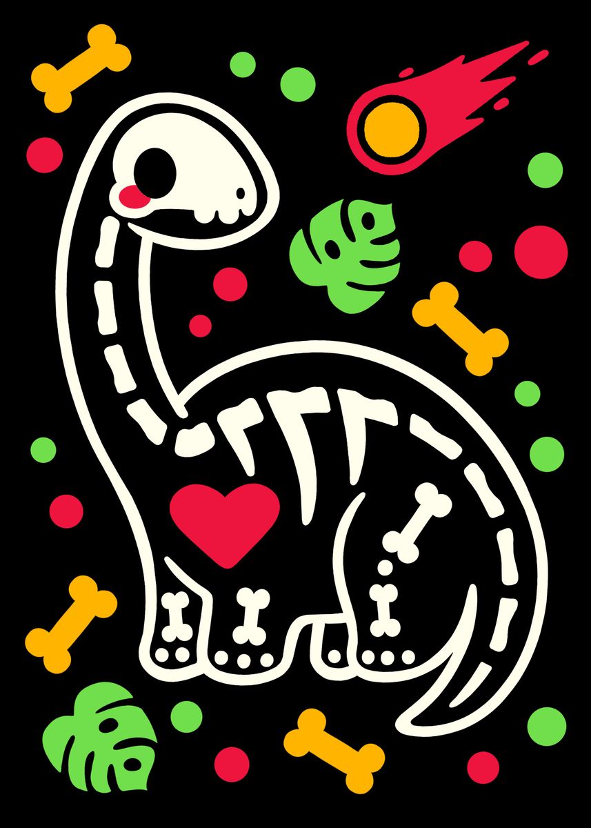 'brontosaurus skeleton' Poster, picture, metal print, paint by ...