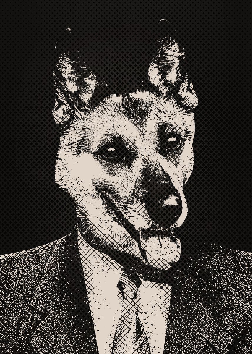 'dog man' Poster by Izmo Scribbles | Displate