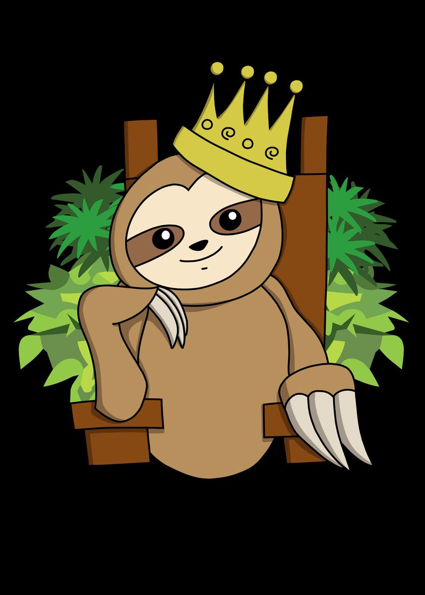 'Sloth King' Poster, picture, metal print, paint by Alexander Morales ...