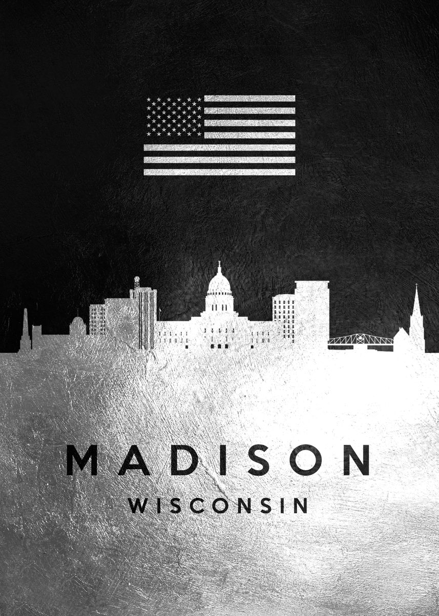 'Madison Wisconsin Skyline' Poster, picture, metal print, paint by ...