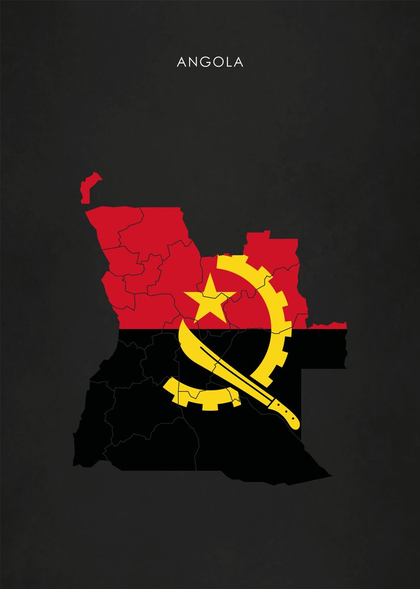 'Angola Flag Map' Poster, picture, metal print, paint by aio | Displate