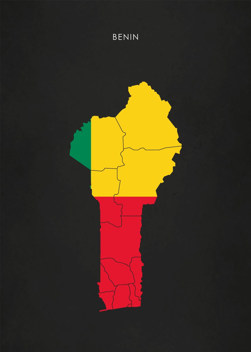'Benin Flag Map Africa' Poster, picture, metal print, paint by aio ...