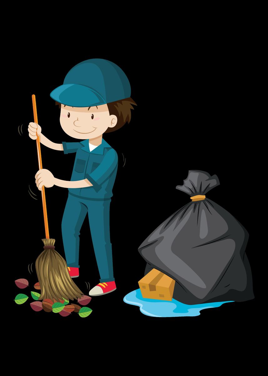 'Man Clean Street Sweeper G' Poster, picture, metal print, paint by ...
