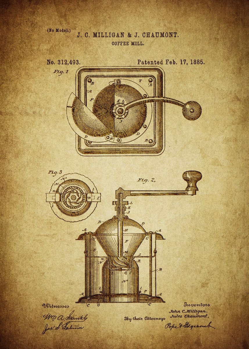 ' Coffee Grinder ' Poster by TheArtCart | Displate
