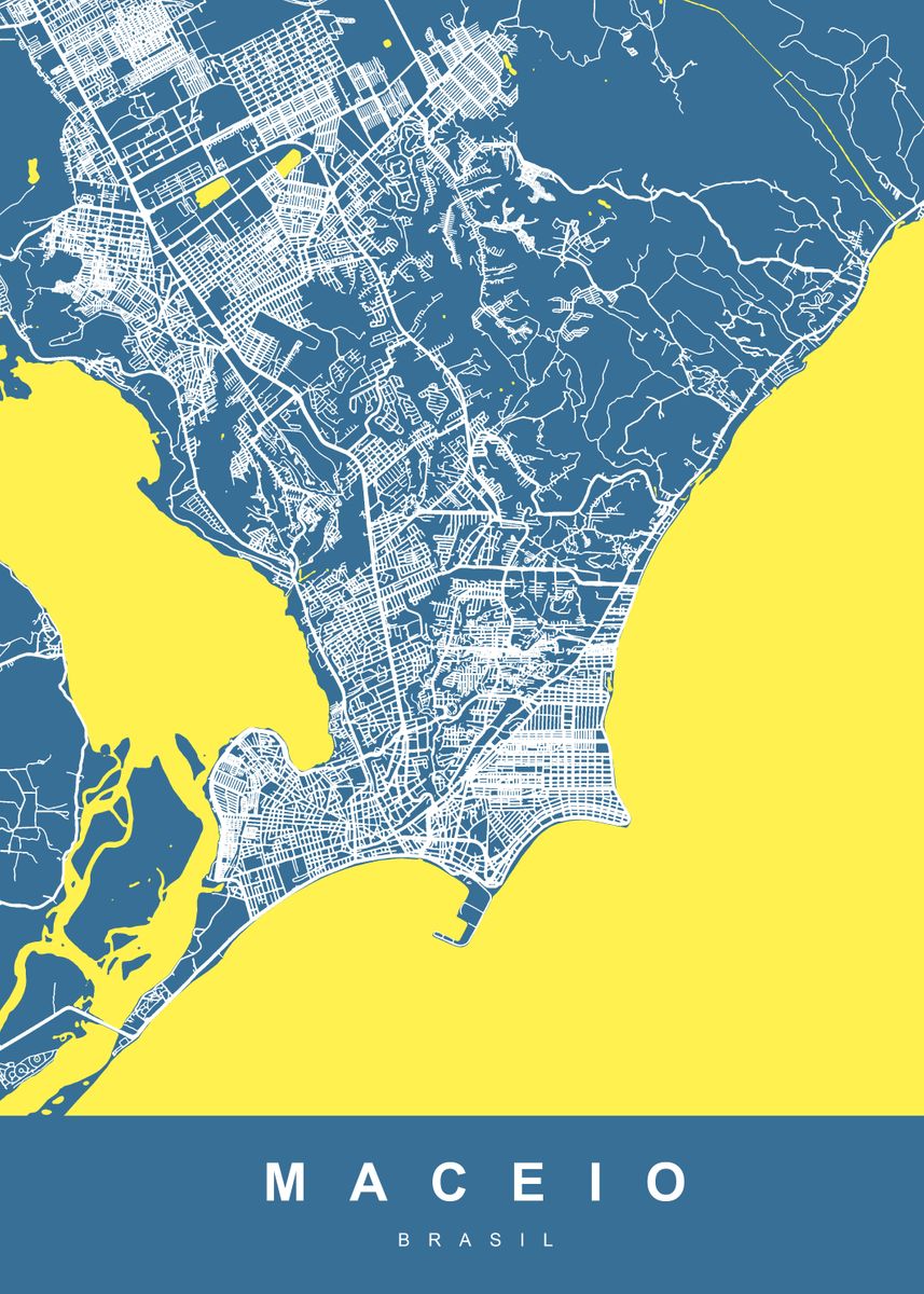 'MACEIO Map Brasil Blue' Poster, picture, metal print, paint by ...