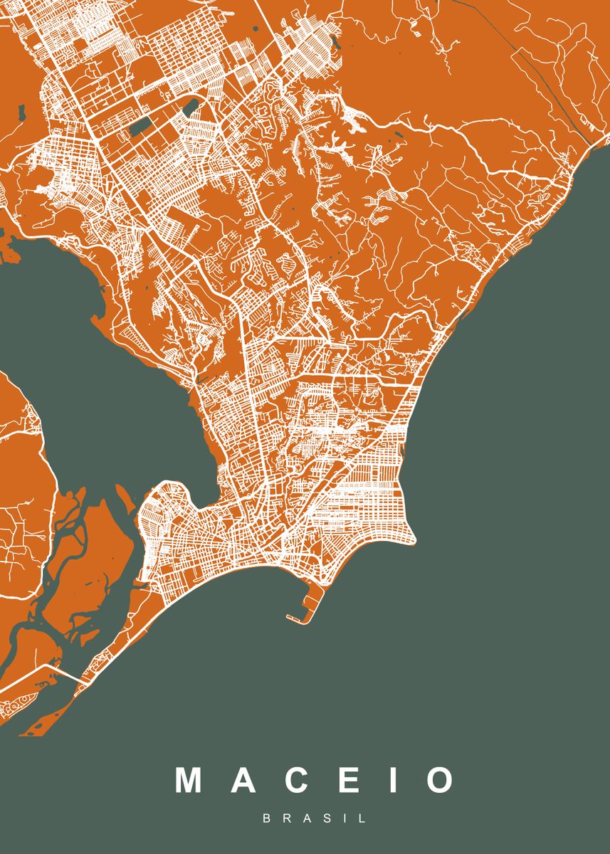 'MACEIO Map Brasil Orange' Poster, picture, metal print, paint by ...