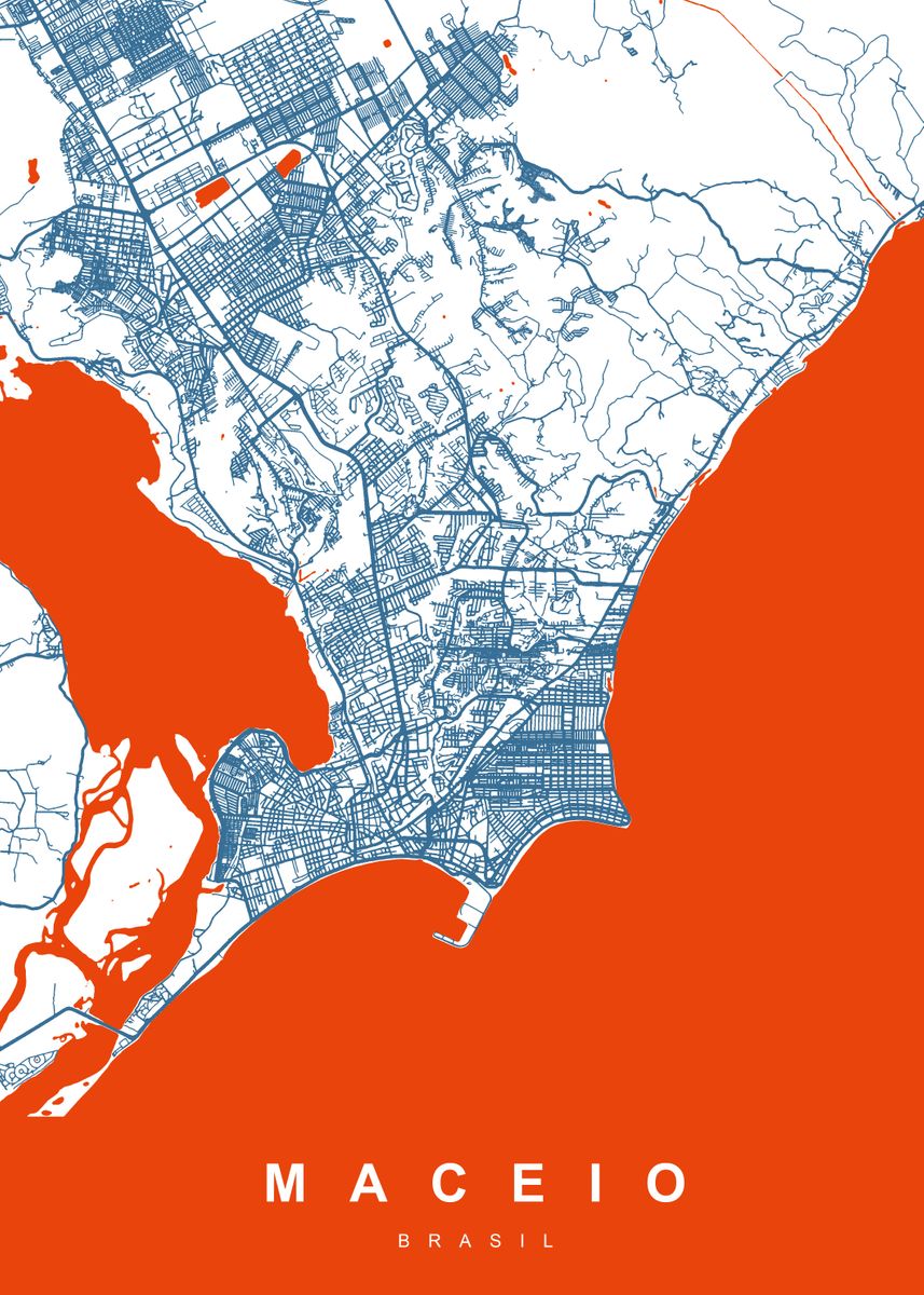 'MACEIO Map Brasil White' Poster, picture, metal print, paint by ...