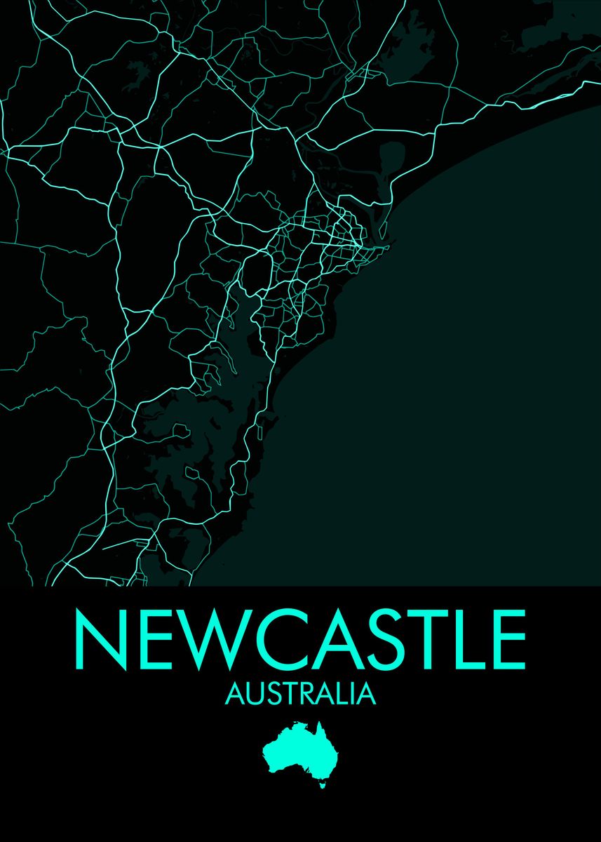'NEWCASTLE AUSTRALIA' Poster, picture, metal print, paint by Atomic Chinook | Displate
