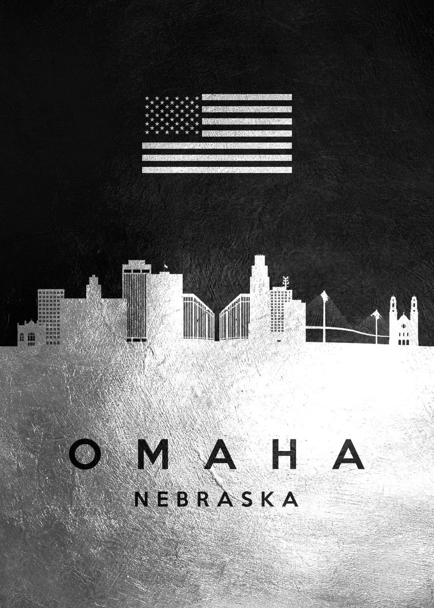 'Omaha Nebraska Skyline' Poster, picture, metal print, paint by ...