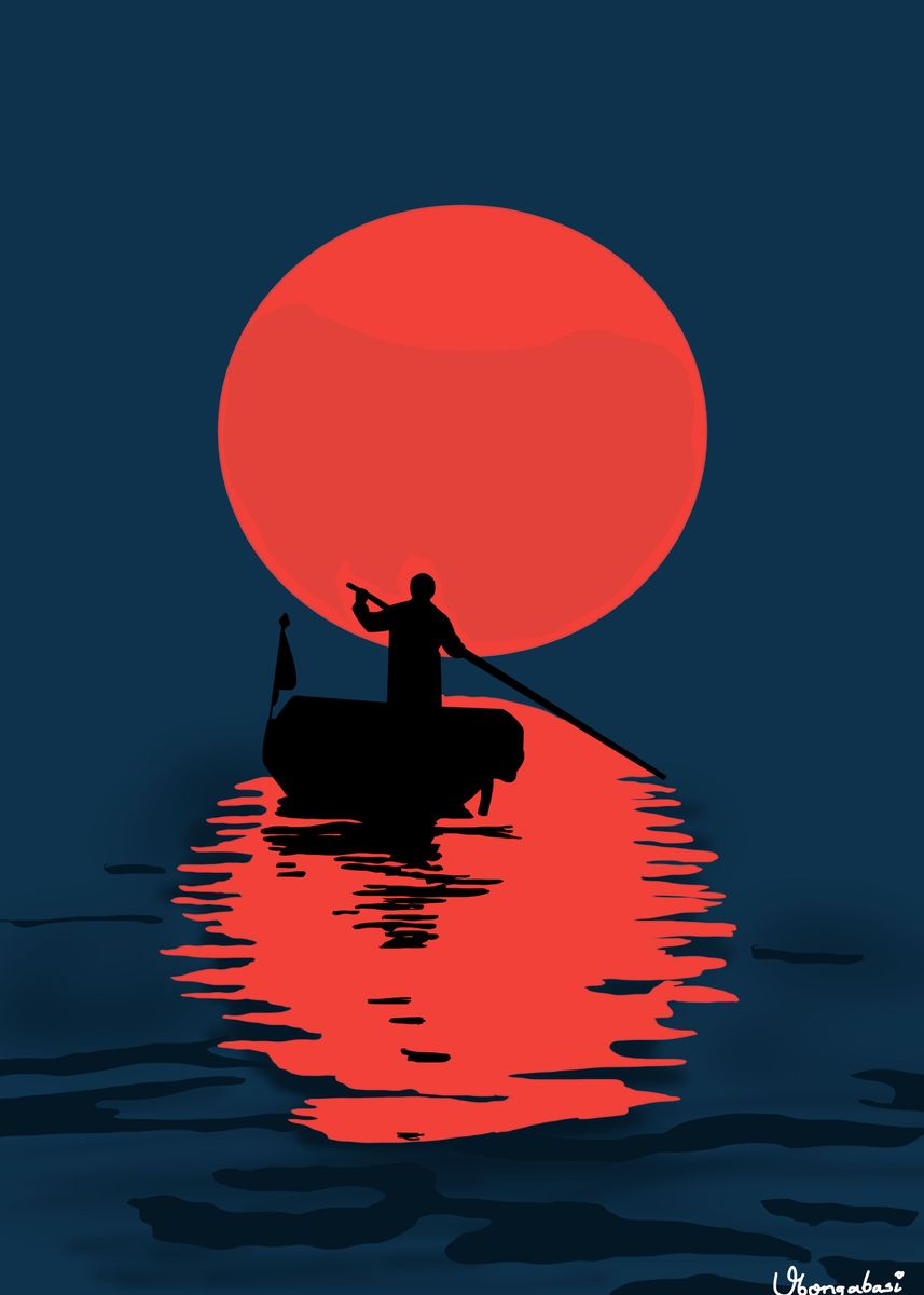 'Night Sailing ' Poster, picture, metal print, paint by Yhubee | Displate