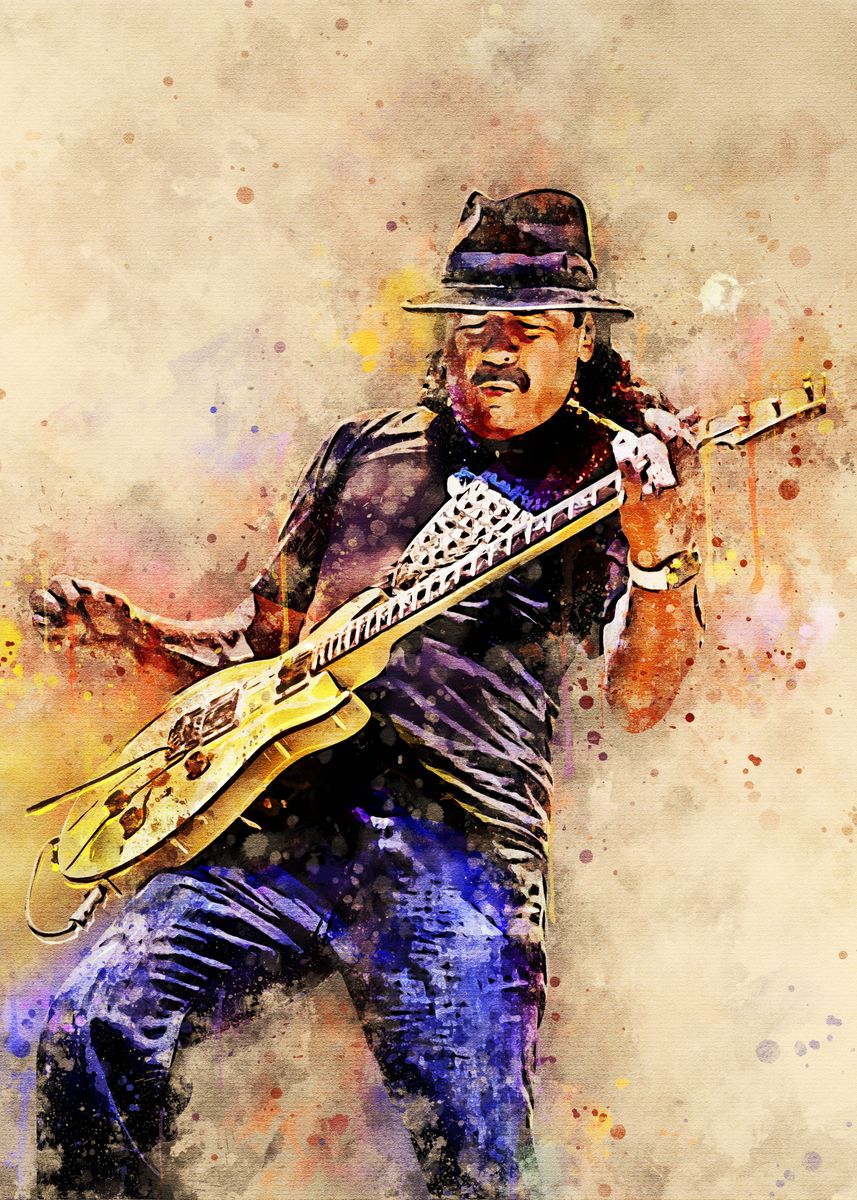'Carlos Santana new 1' Poster, picture, metal print, paint by Muhammad ...