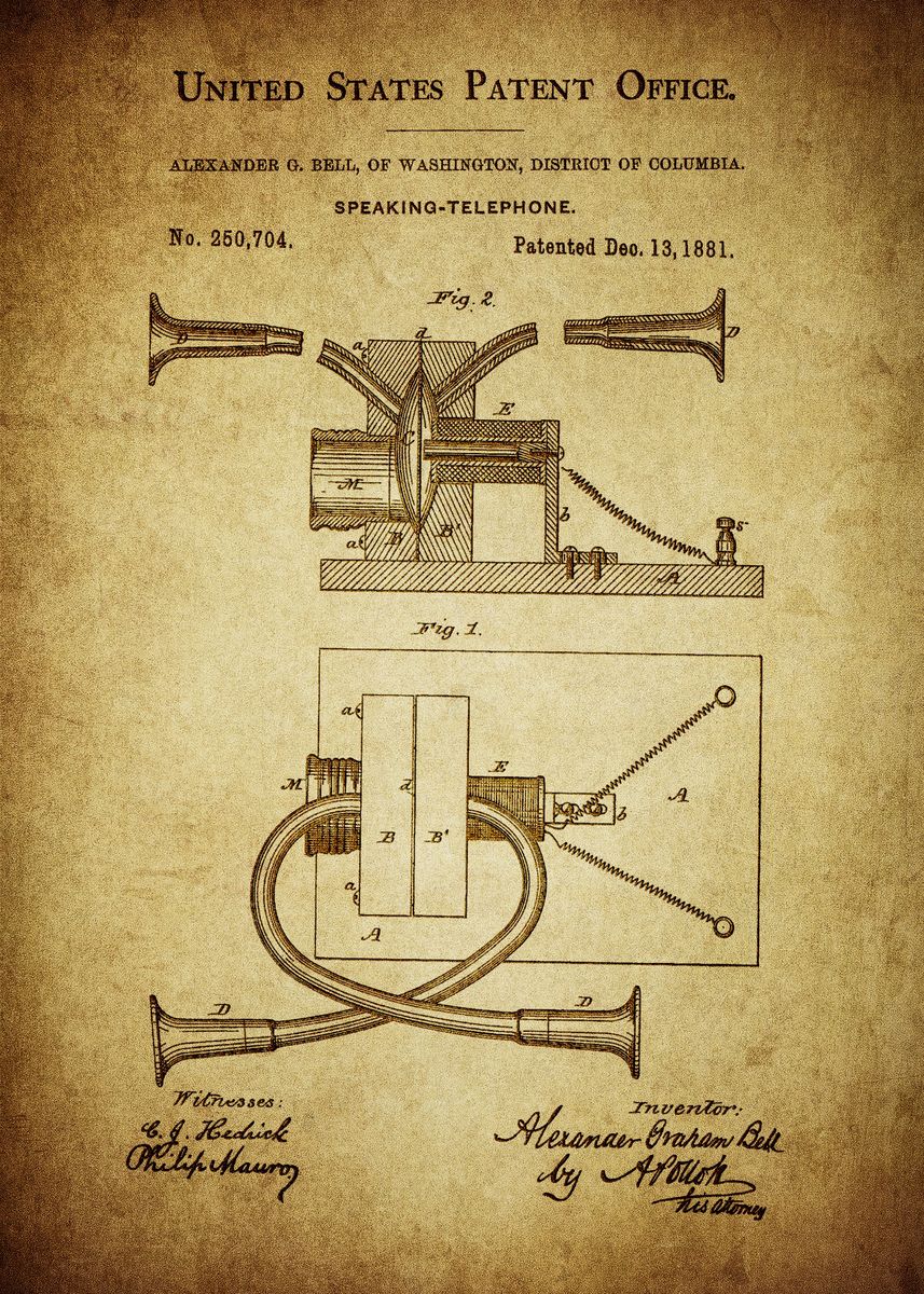 ' Alexander Bell Telephone' Poster, picture, metal print, paint by ...