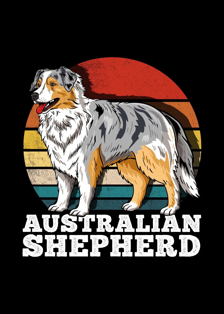 'Australian Shepherd Retro' Poster by Mealla | Displate
