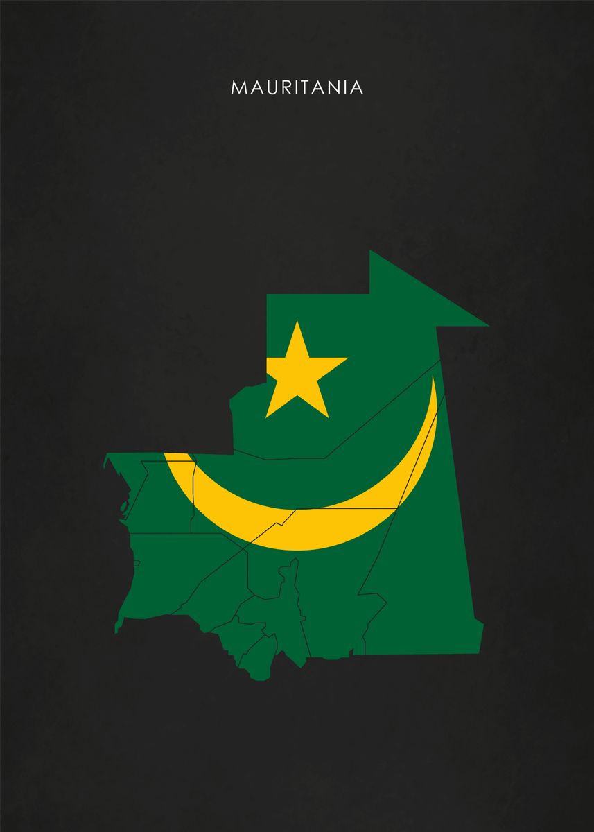 'Mauritania Flag Map Africa' Poster, picture, metal print, paint by Alo ...