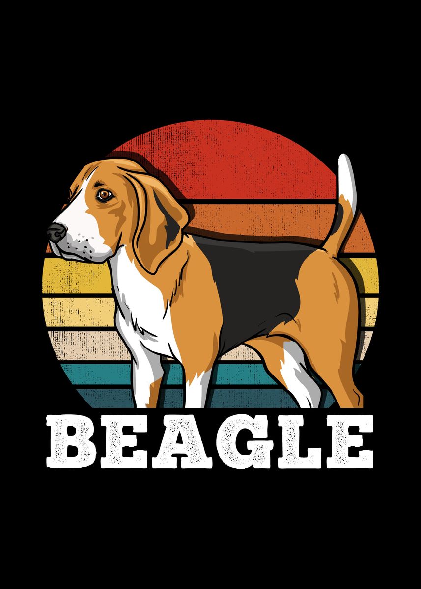 'Beagle Retro' Poster, picture, metal print, paint by Mealla | Displate