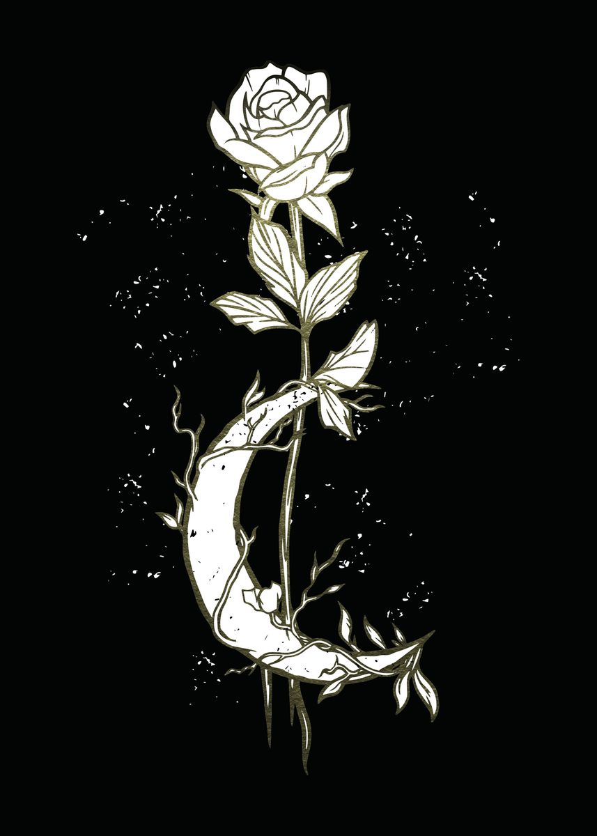 'Occult Moon Rose ' Poster, picture, metal print, paint by Poster ...