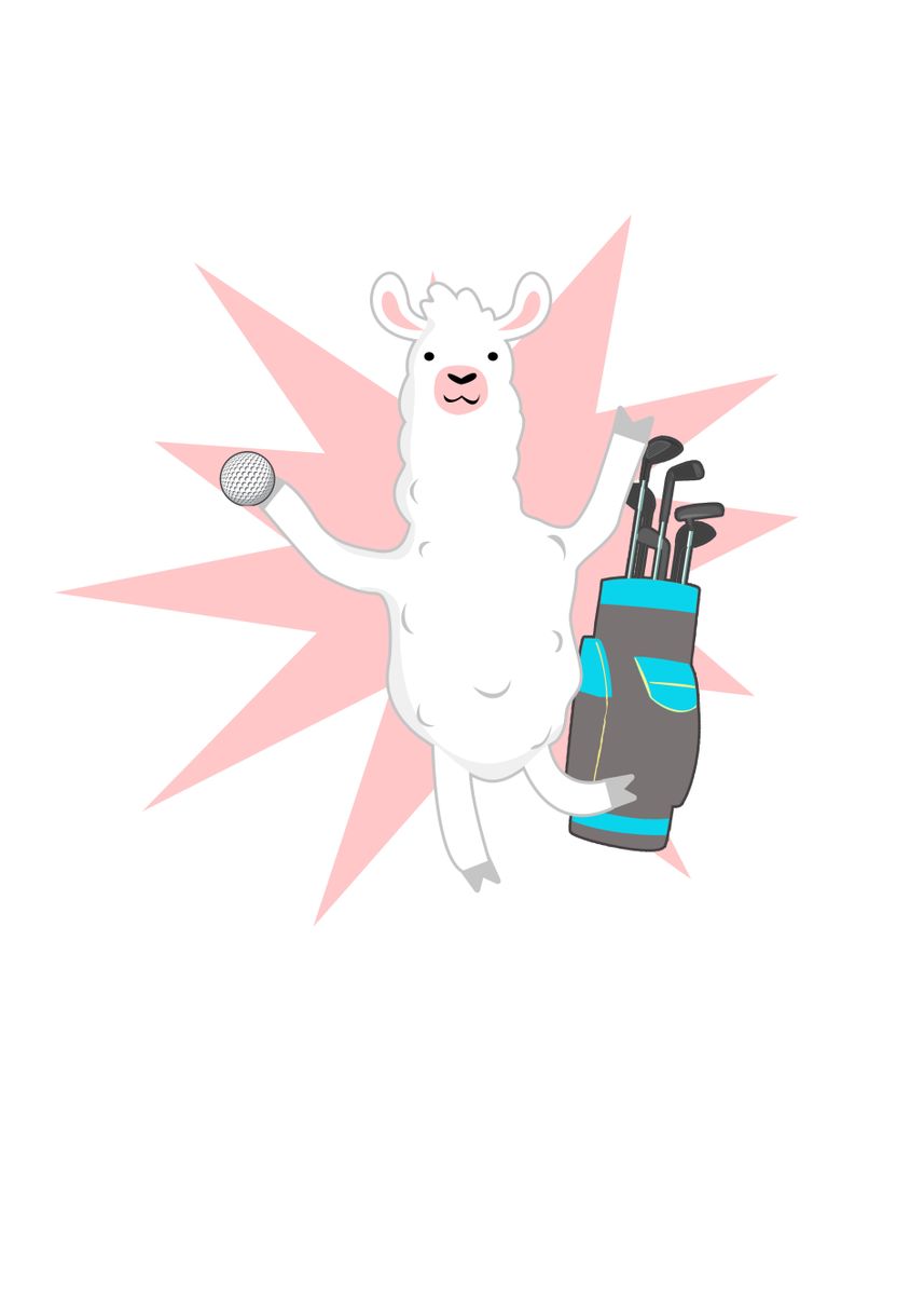 'Golf Llama' Poster, picture, metal print, paint by BeMi | Displate