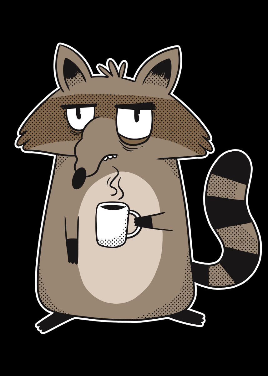 'GRUMPY RACCOON' Poster, picture, metal print, paint by ...