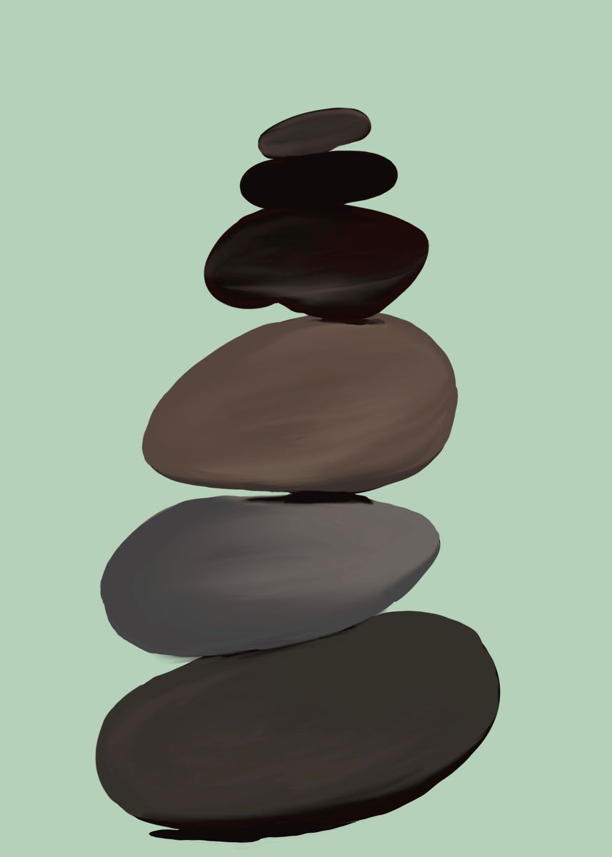'Zen Stones Stack' Poster, picture, metal print, paint by veena acharya ...