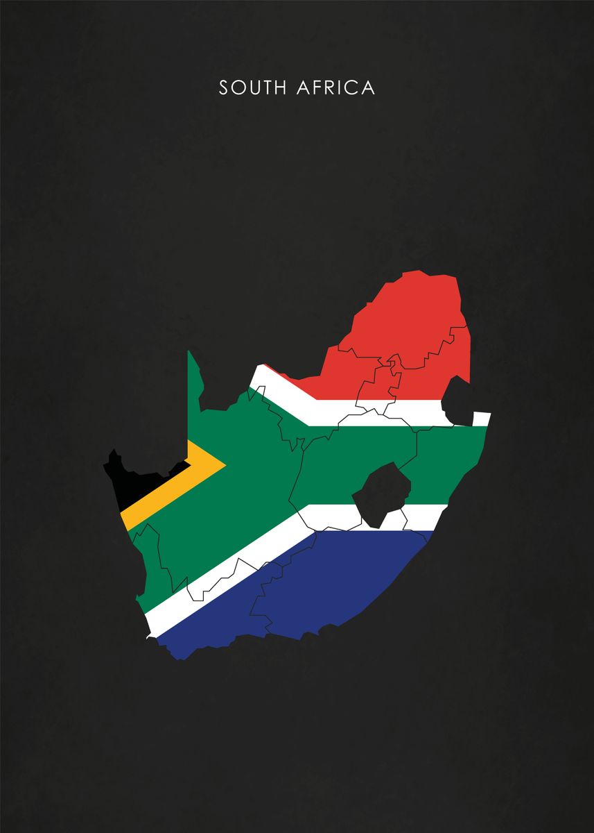 'South Africa Flag Map' Poster, picture, metal print, paint by aio ...