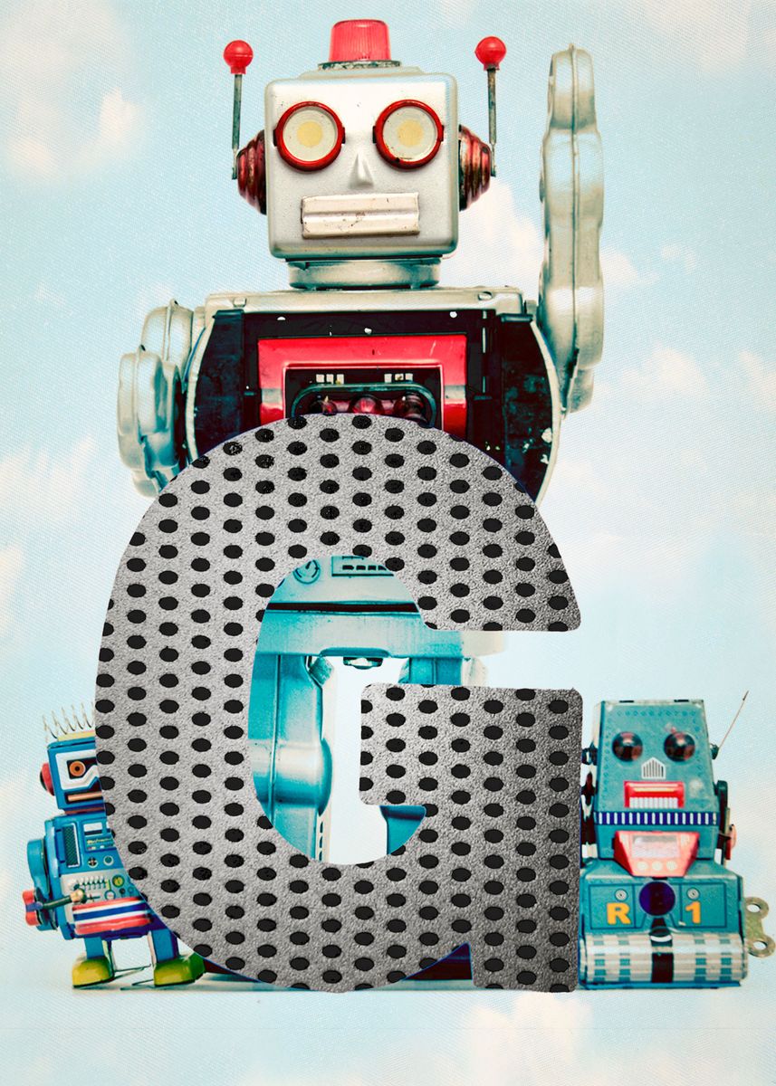 'Big letter G Robots ' Poster, picture, metal print, paint by Charles ...