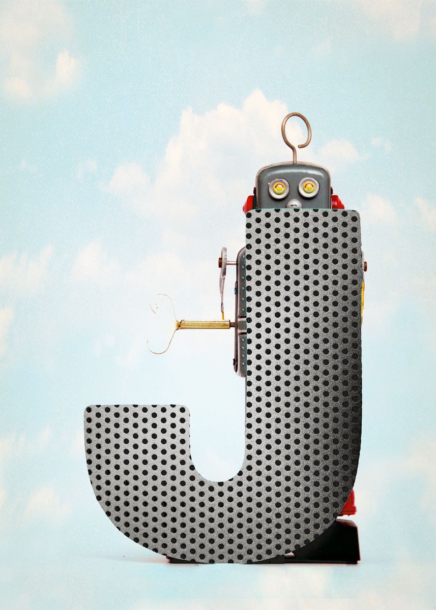 'Big letter J robot ' Poster, picture, metal print, paint by Charles ...