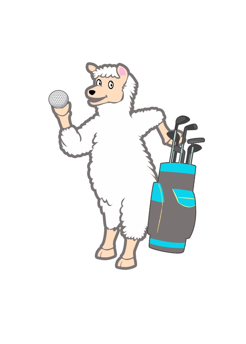 'Golf Llama' Poster, picture, metal print, paint by BeMi | Displate