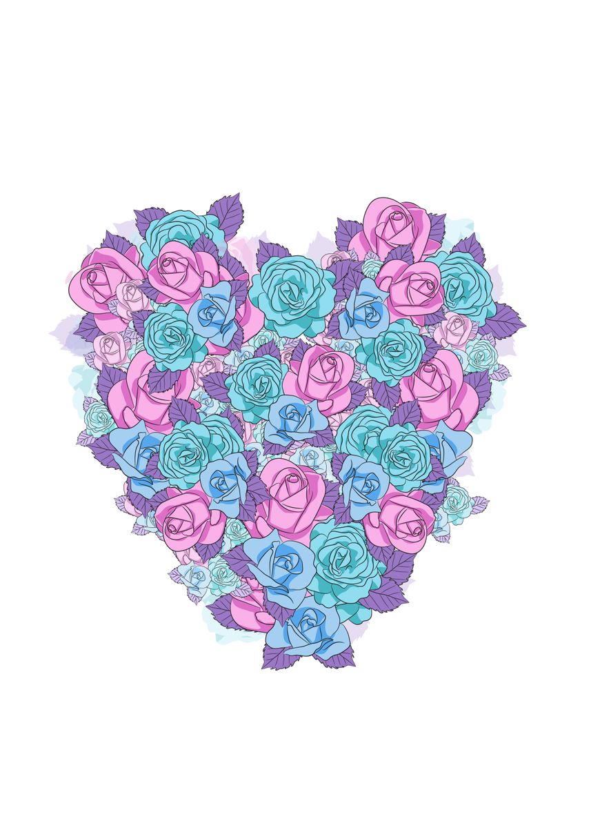 'Rosas ' Poster, picture, metal print, paint by Lucia Miguel | Displate