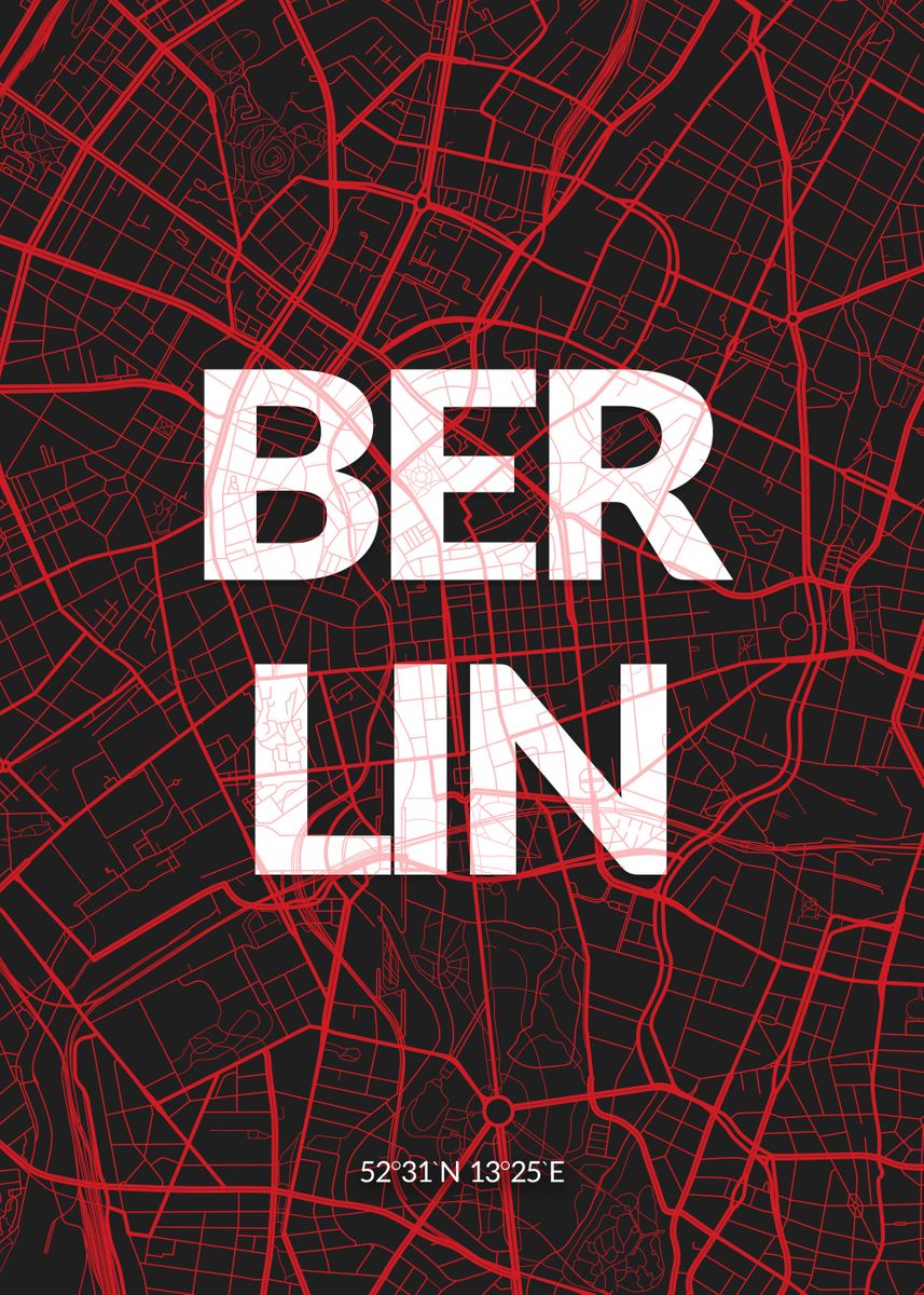 'Colorful Berlin Map' Poster, picture, metal print, paint by maystudio ...