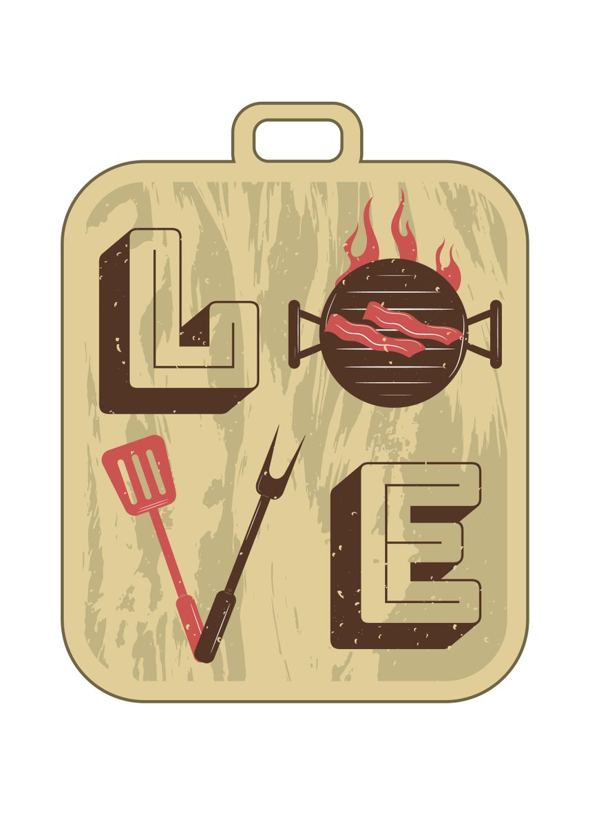'LOVE BBQ' Poster, picture, metal print, paint by thetshirtshop2020 ...