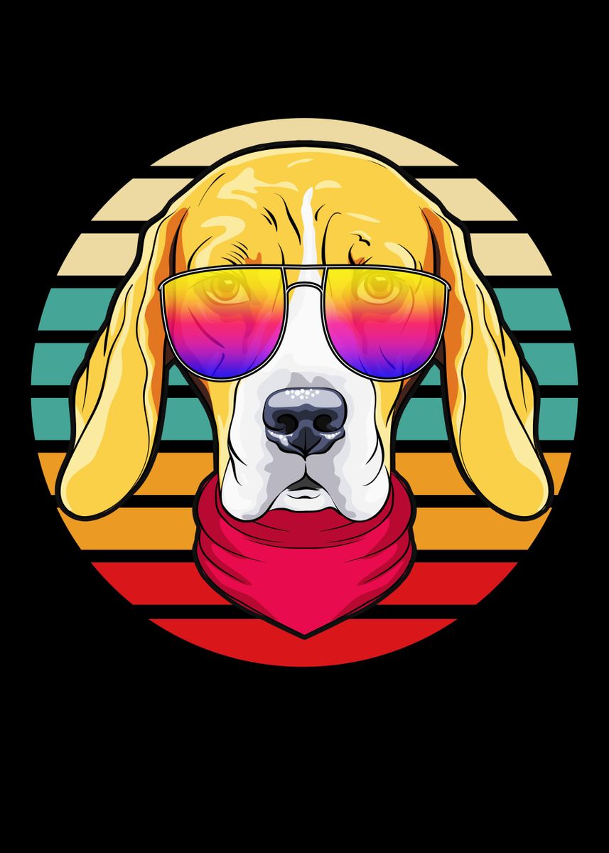 'Cool Hipster Dog Retro' Poster, picture, metal print, paint by Foxxy ...