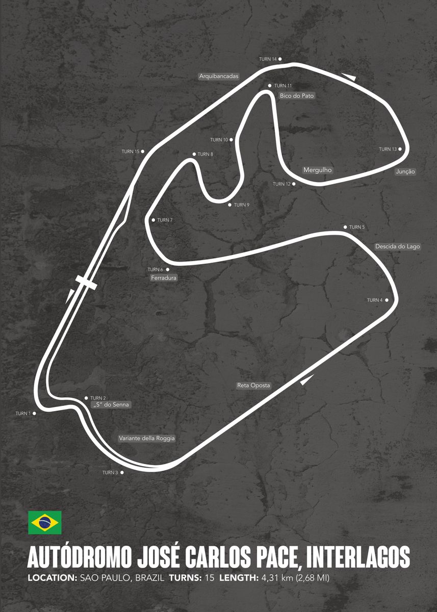 'Interlagos ' Poster, picture, metal print, paint by Mapsters | Displate
